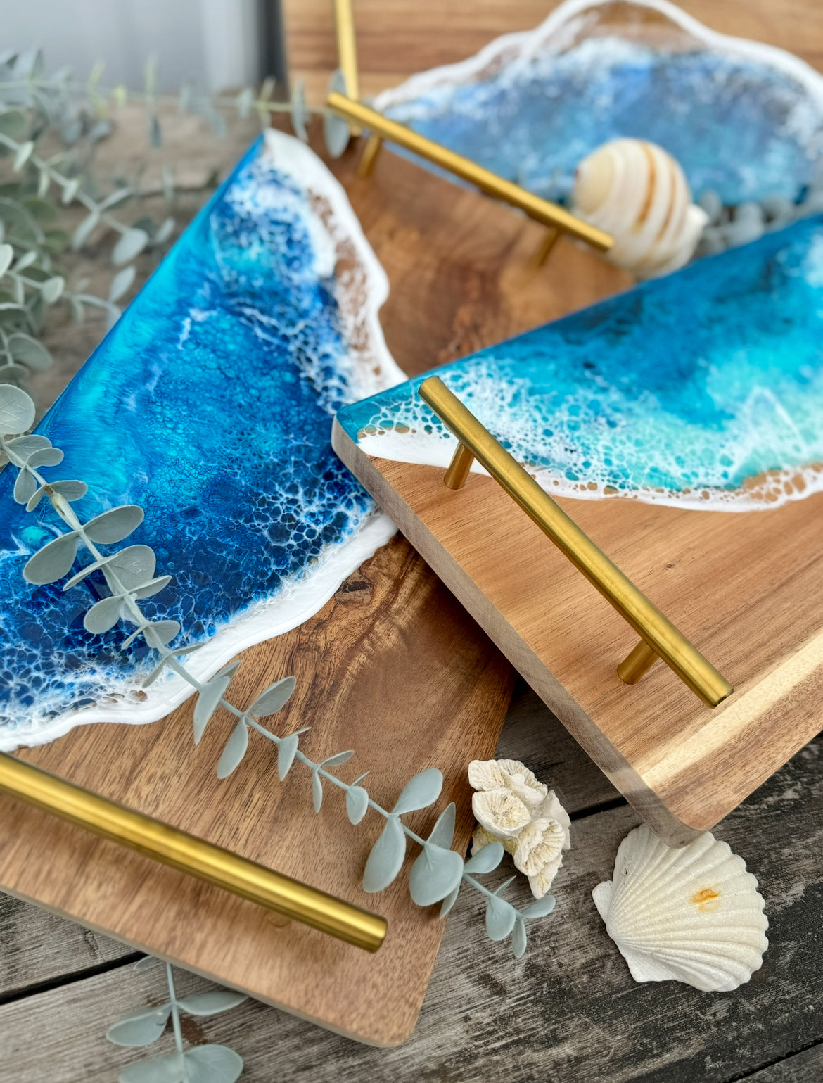 Resin Serving Tray with Gold Handles – Gypsy Finns