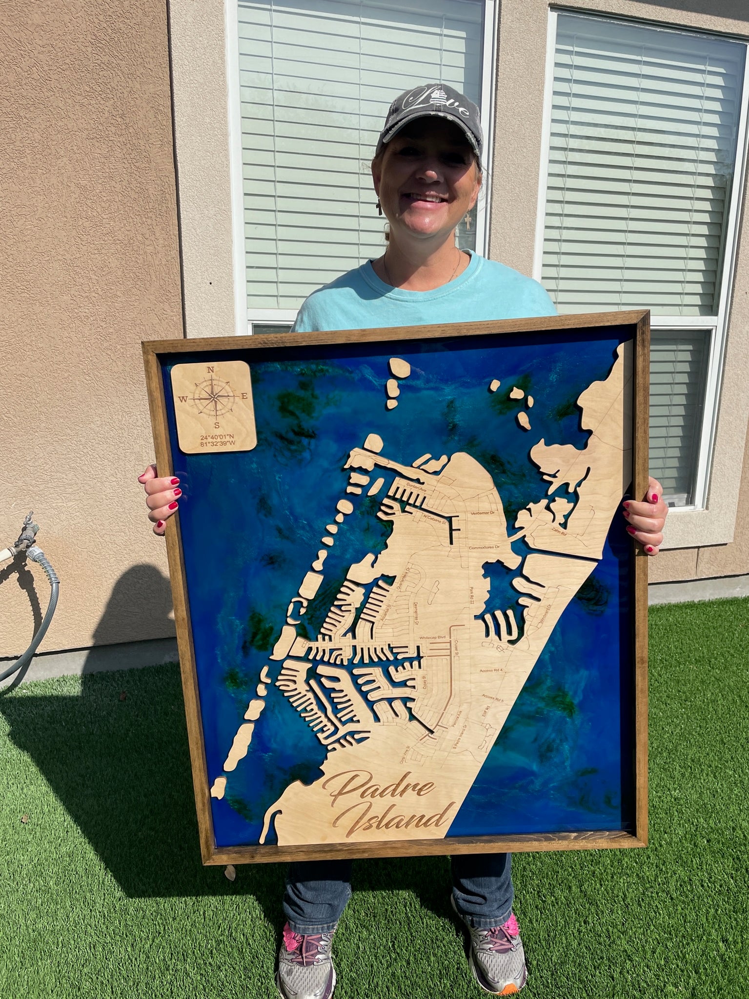 Padre Island Laser cut map with Resin Base – Gypsy Finns