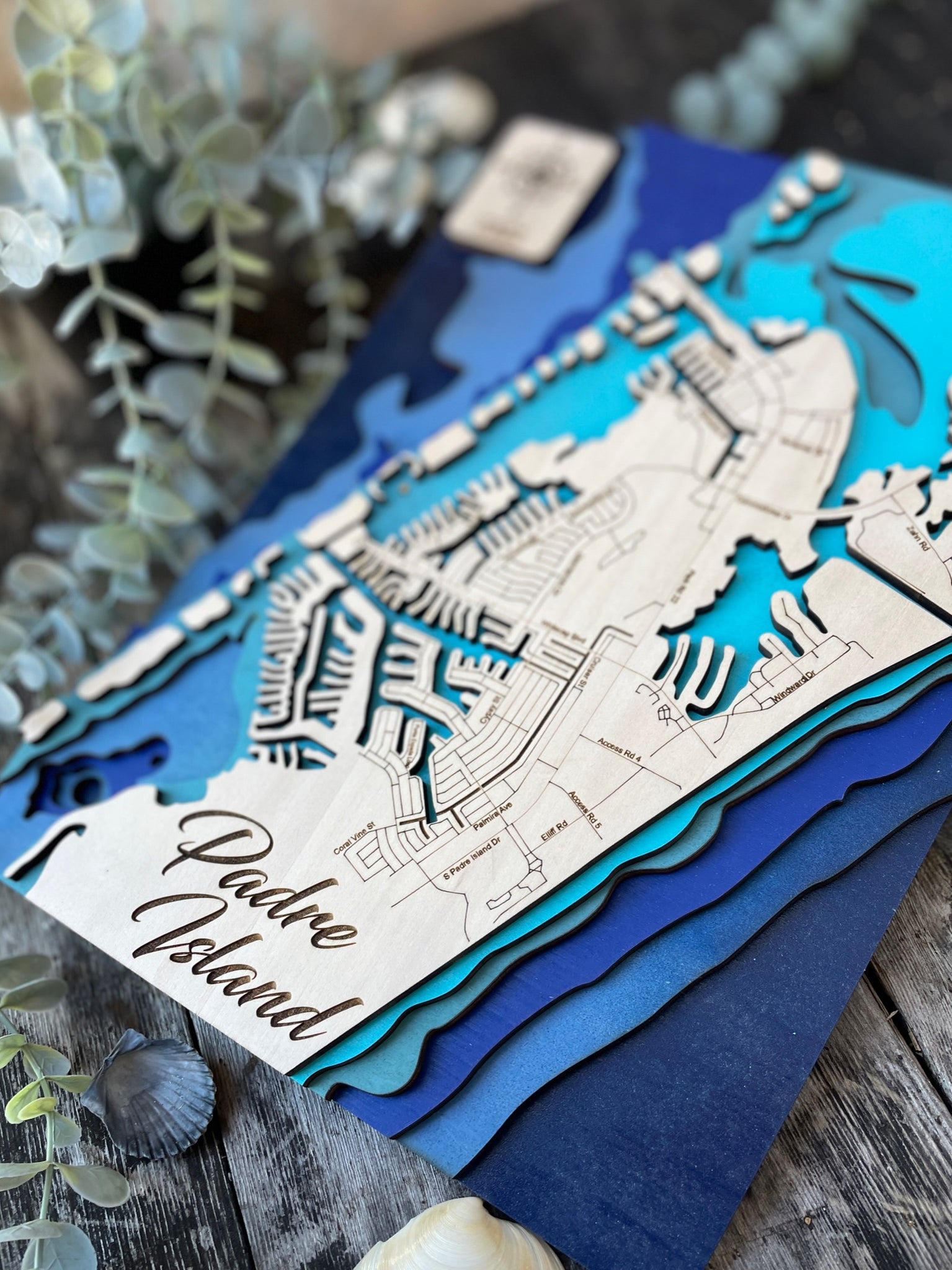 Colored Wood Padre Island Laser-cut Map – Gypsy Finns