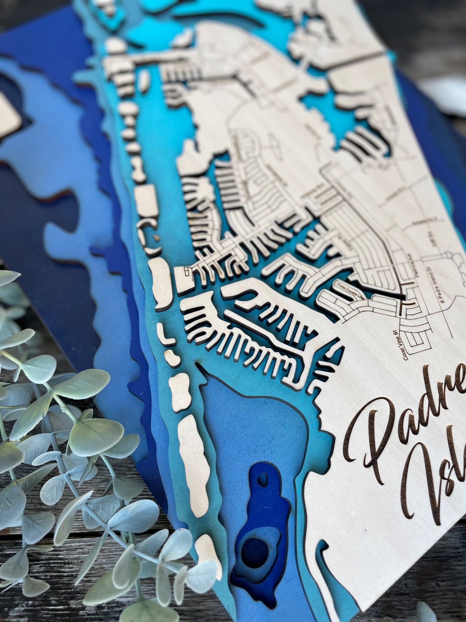 Colored Wood Padre Island Laser-cut Map – Gypsy Finns