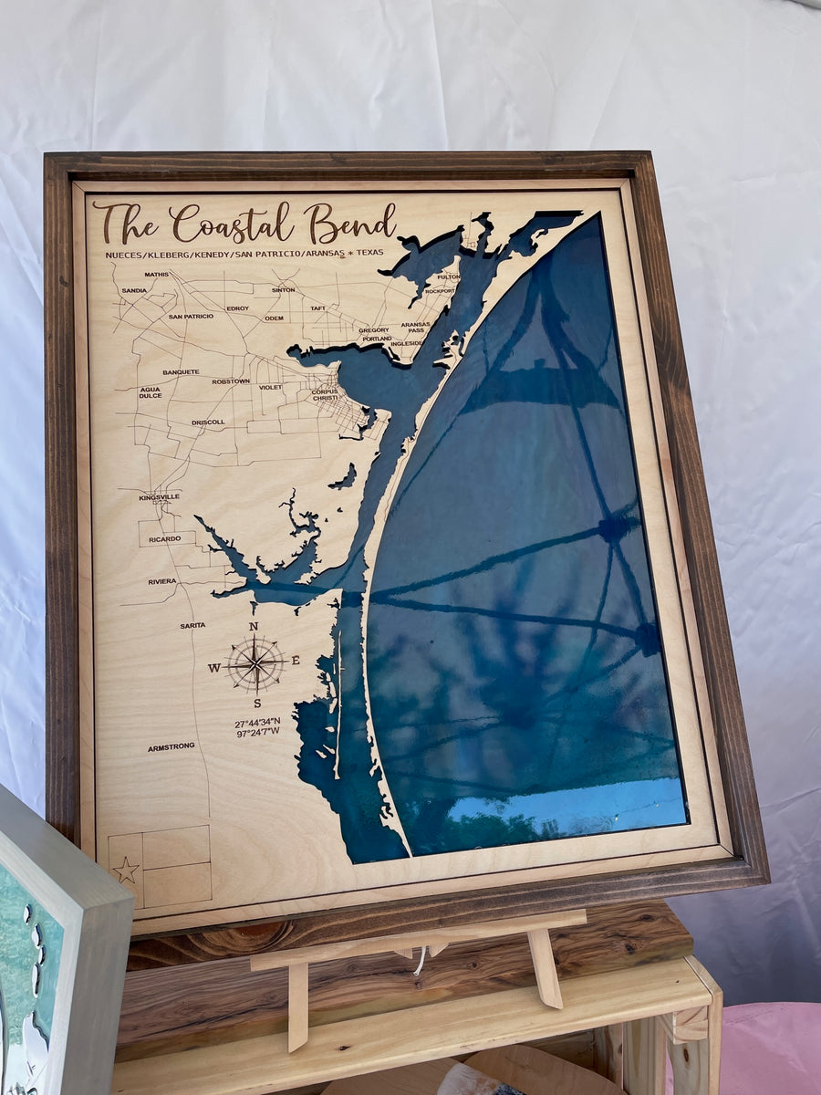 Coastal Bend Map with Resin Base – Gypsy Finns