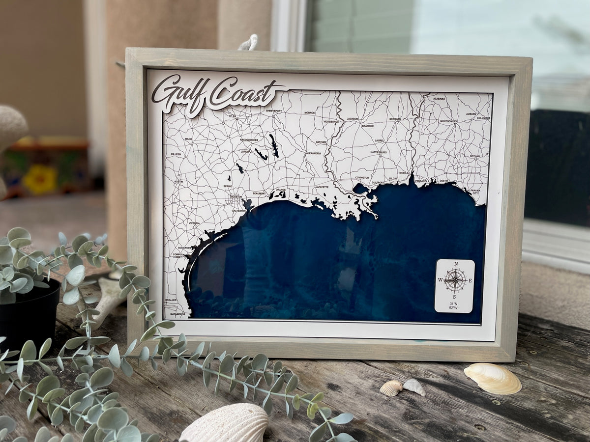 Gulf Coast Laser cut map with Resin Base – Gypsy Finns