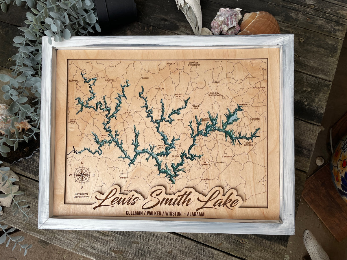 Lewis Smith Lake Alabama Resin Laser Cut Map – Gypsy Finns
