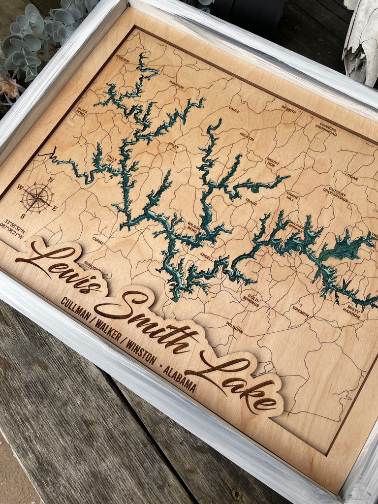 Lewis Smith Lake Alabama Resin Laser Cut Map – Gypsy Finns
