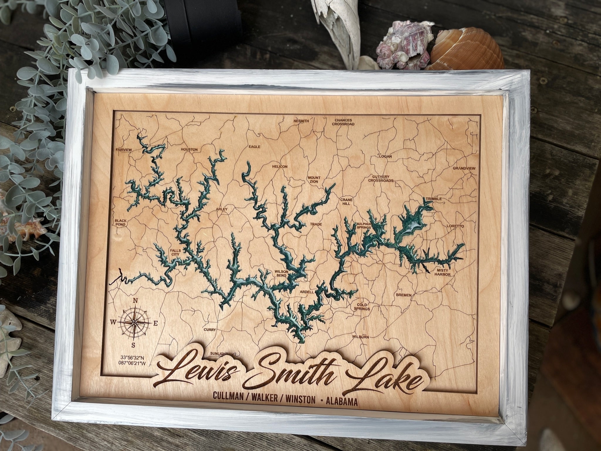 Lewis Smith Lake Alabama Resin Laser Cut Map – Gypsy Finns