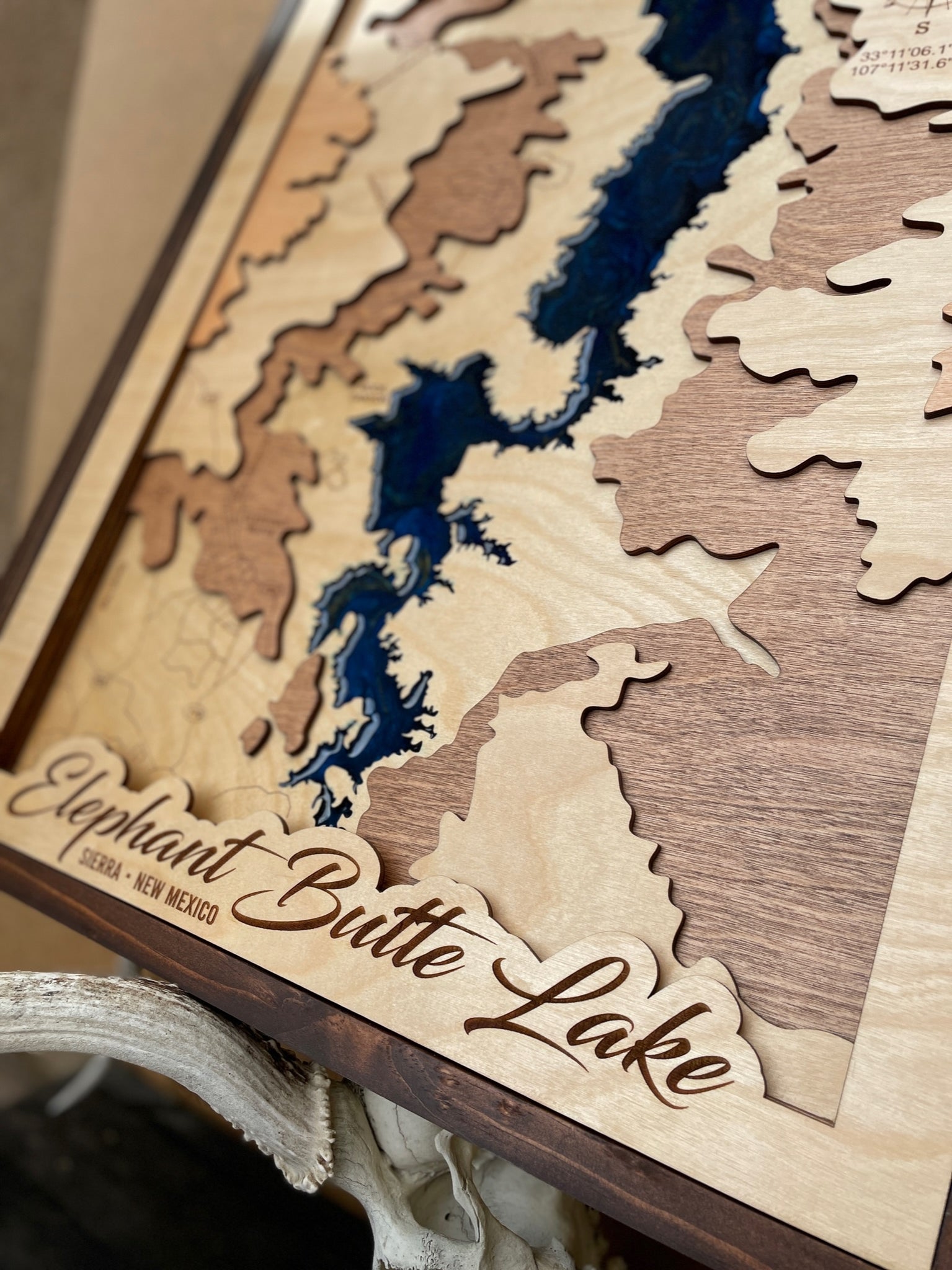 Framed Elephant Butte Lake Resin Laser Cut Layered Topographical Map ...