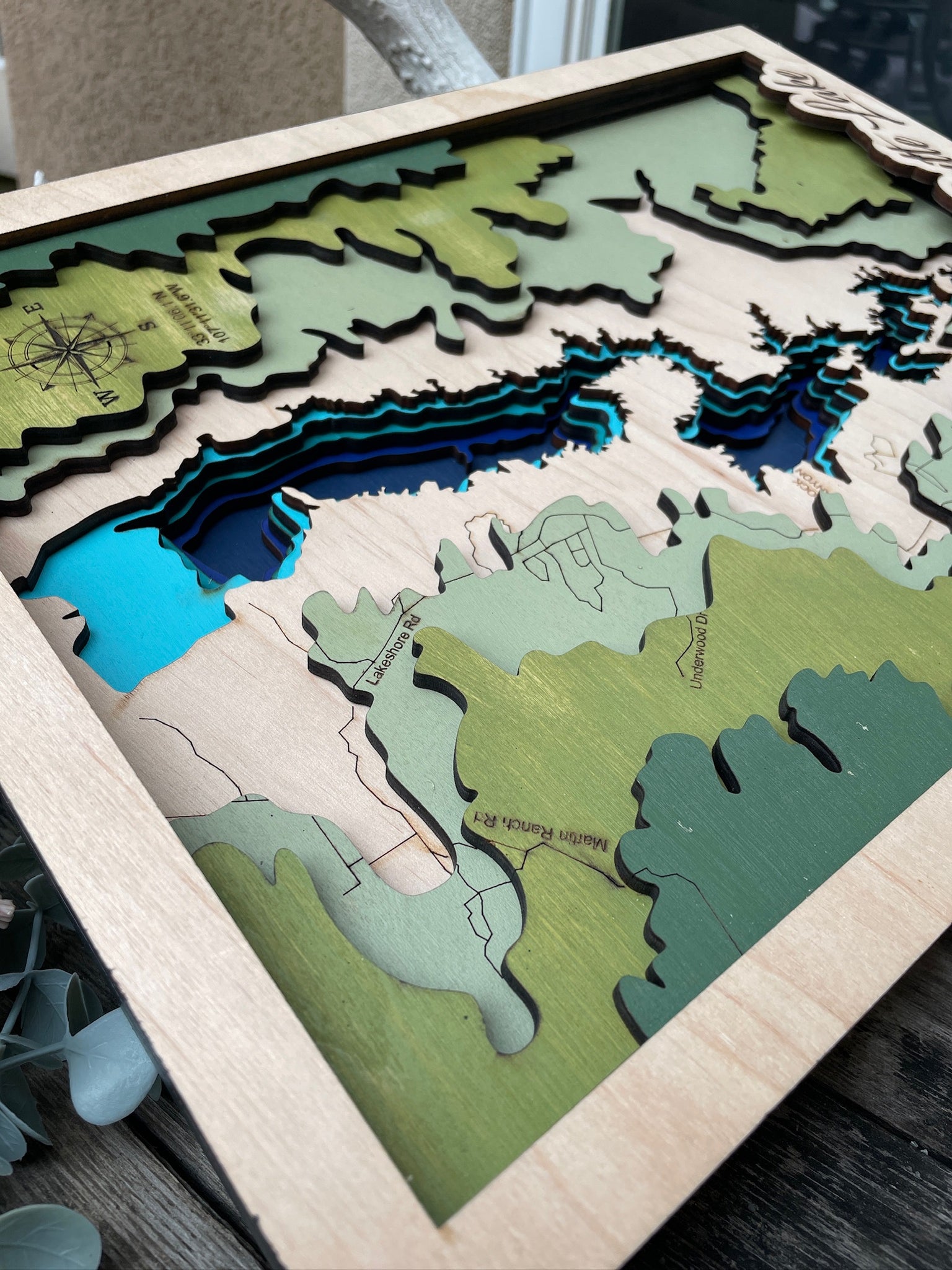 Elephant Butte Lake Resin Layered Laser Cut Topographical Map – Gypsy Finns