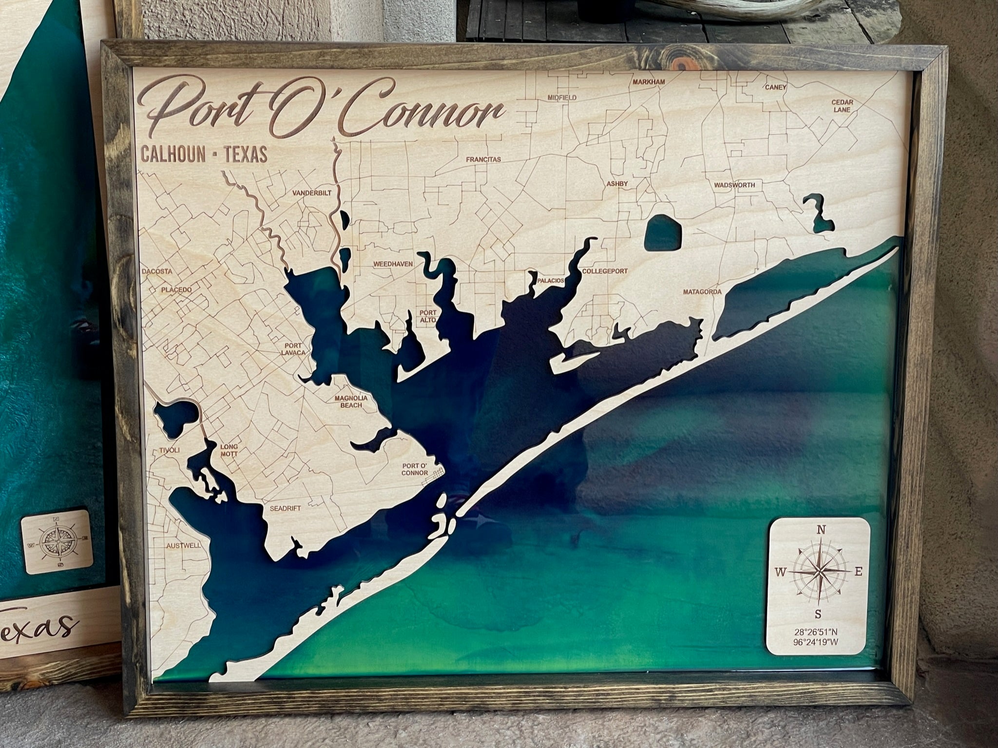 Port O'Connor Coastal map with Resin Base – Gypsy Finns