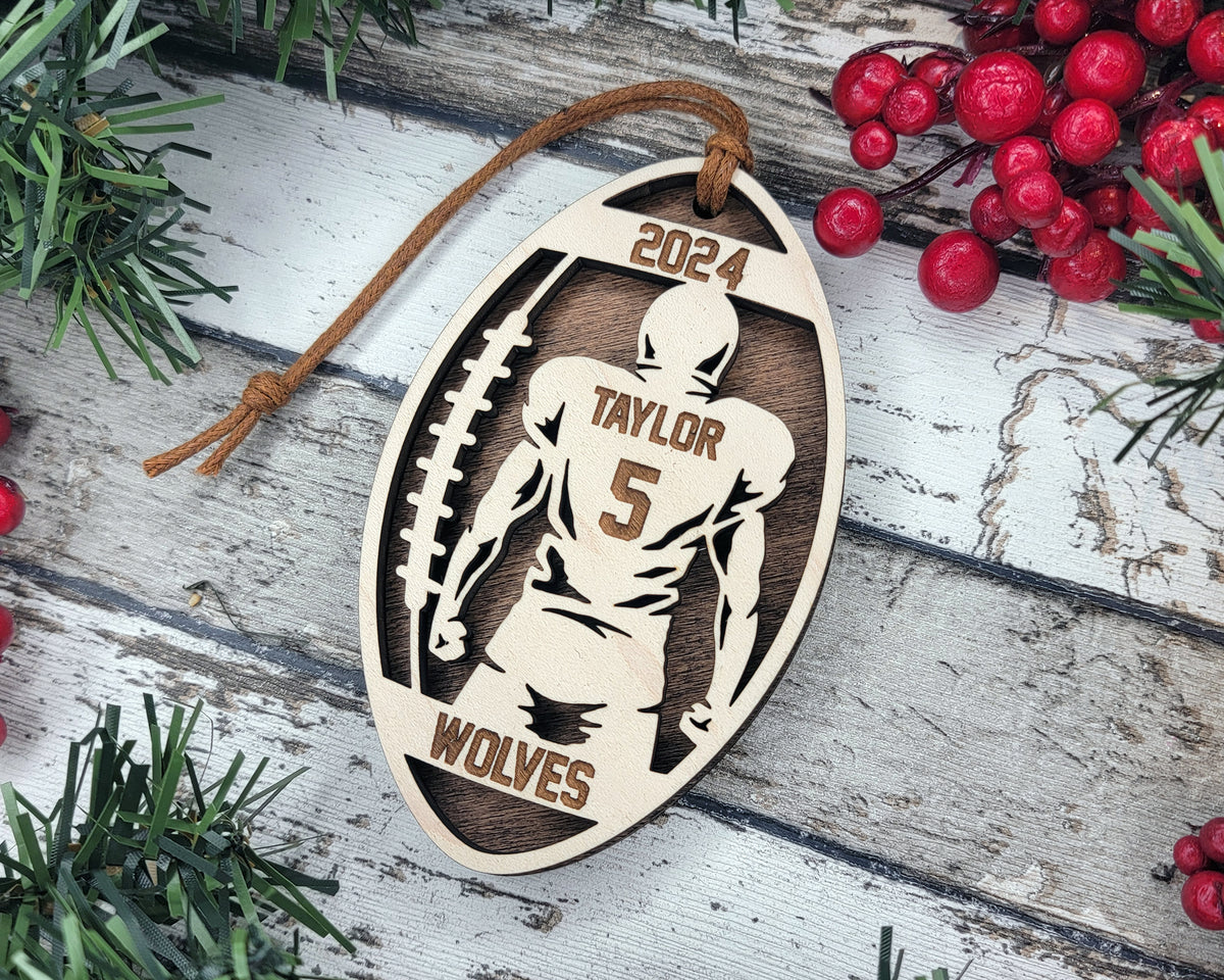 Laser Engraved Football Spotlight Ornament – Gypsy Finns