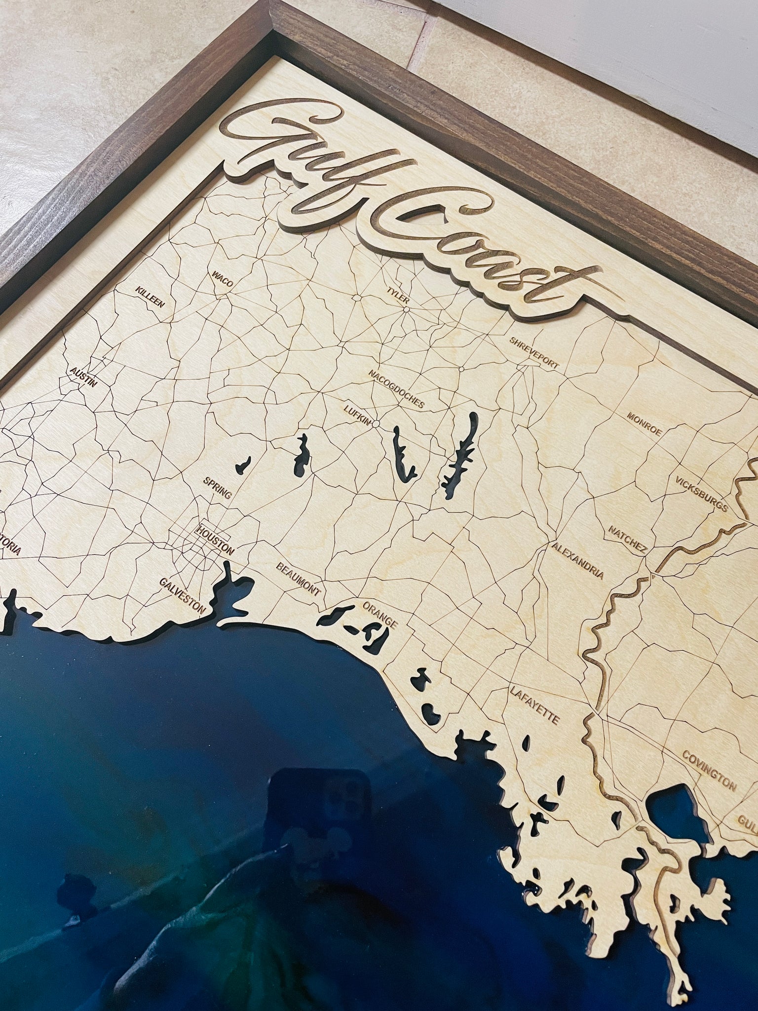 Gulf Coast Laser cut map with Resin Base – Gypsy Finns