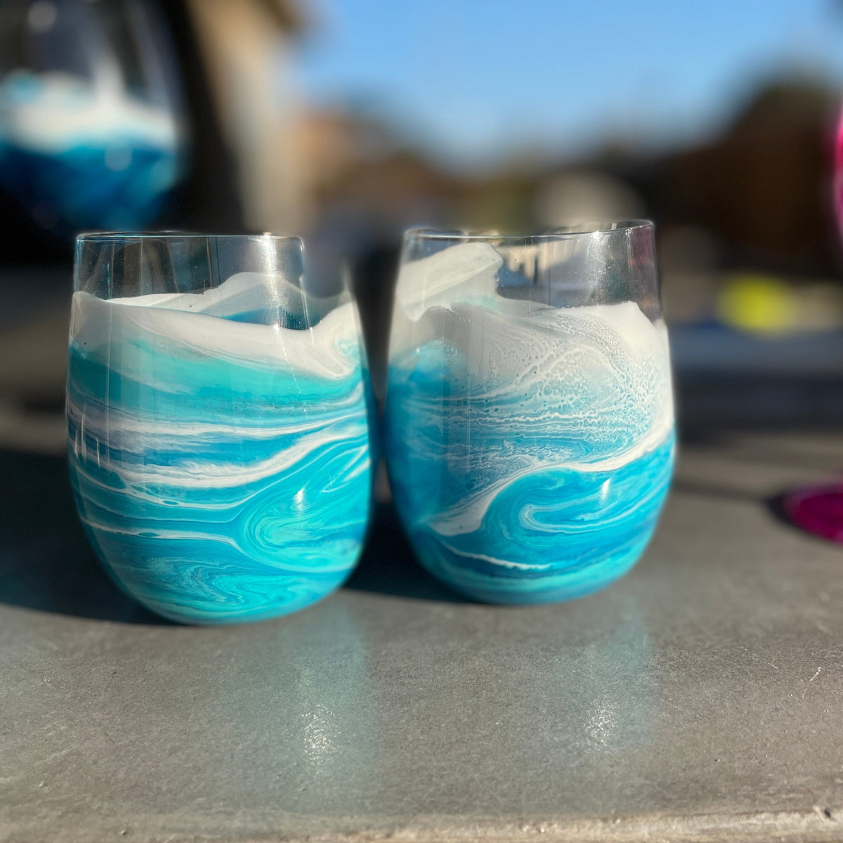 Stemless Beach Resin Wine Glass Set – Gypsy Finns