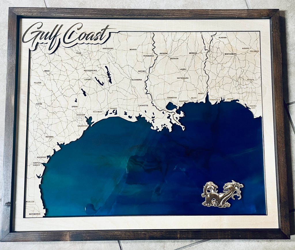 Gulf Coast Laser cut map with Resin Base – Gypsy Finns