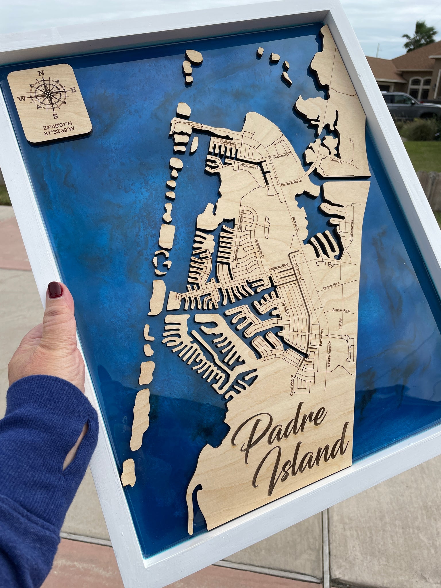 Padre Island Laser cut map with Resin Base – Gypsy Finns