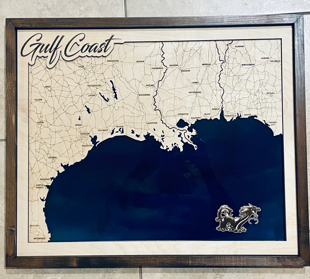 Gulf Coast Laser cut map with Resin Base – Gypsy Finns