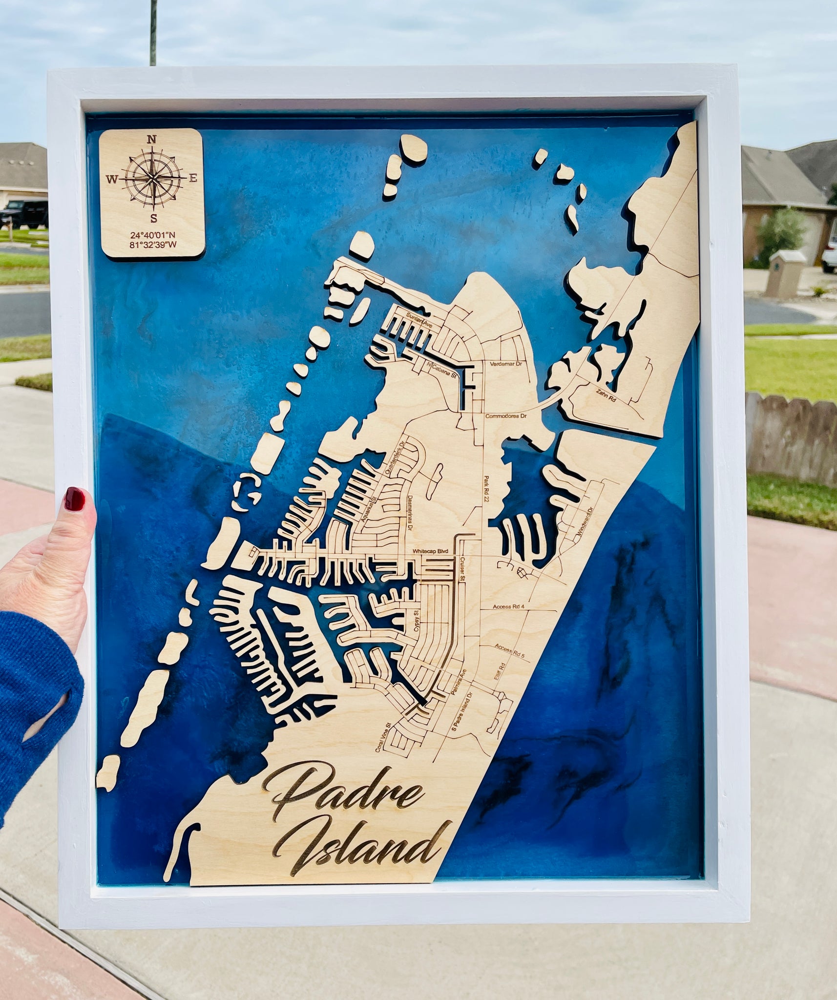 Padre Island Laser cut map with Resin Base – Gypsy Finns